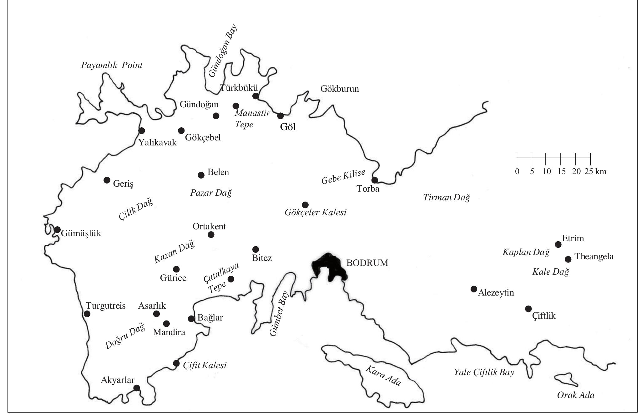 Map of the halikarnassos peninsula.