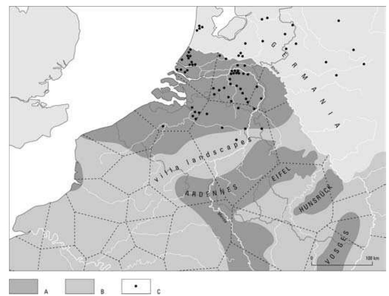 Map of villa and non-villa landscapes in northern gaul and