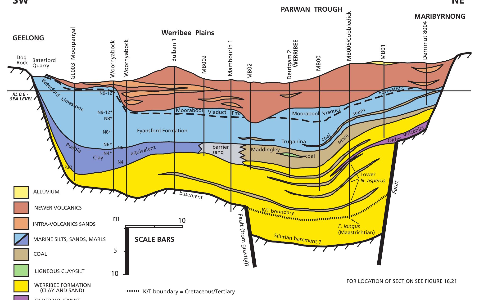 20: sw-ne bore log cross-section, port phillip basin, across