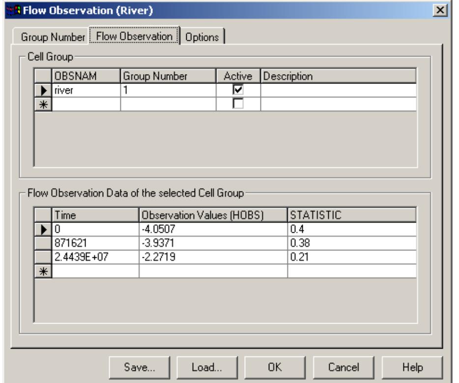 70. the flow observation tab of the flow observation (river)