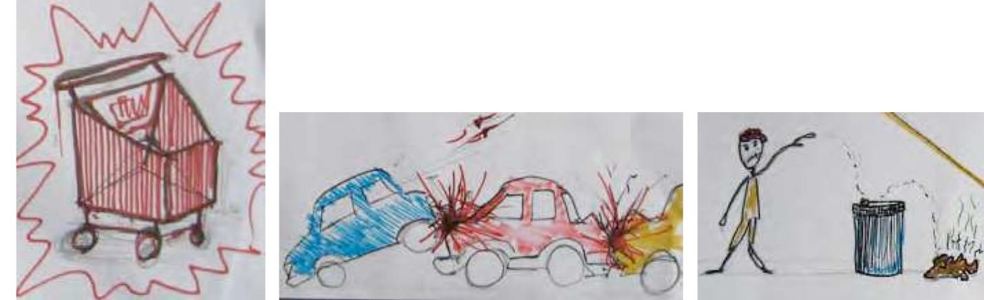 Examples of simple sketches, realised by students of the 2nd