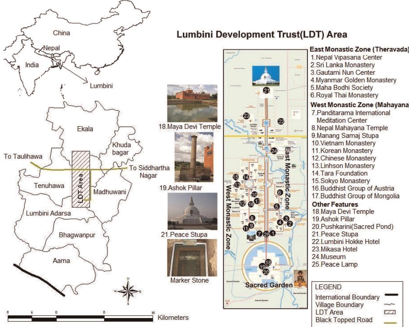 Map of lumbini and surroundings (adapted from lumbini