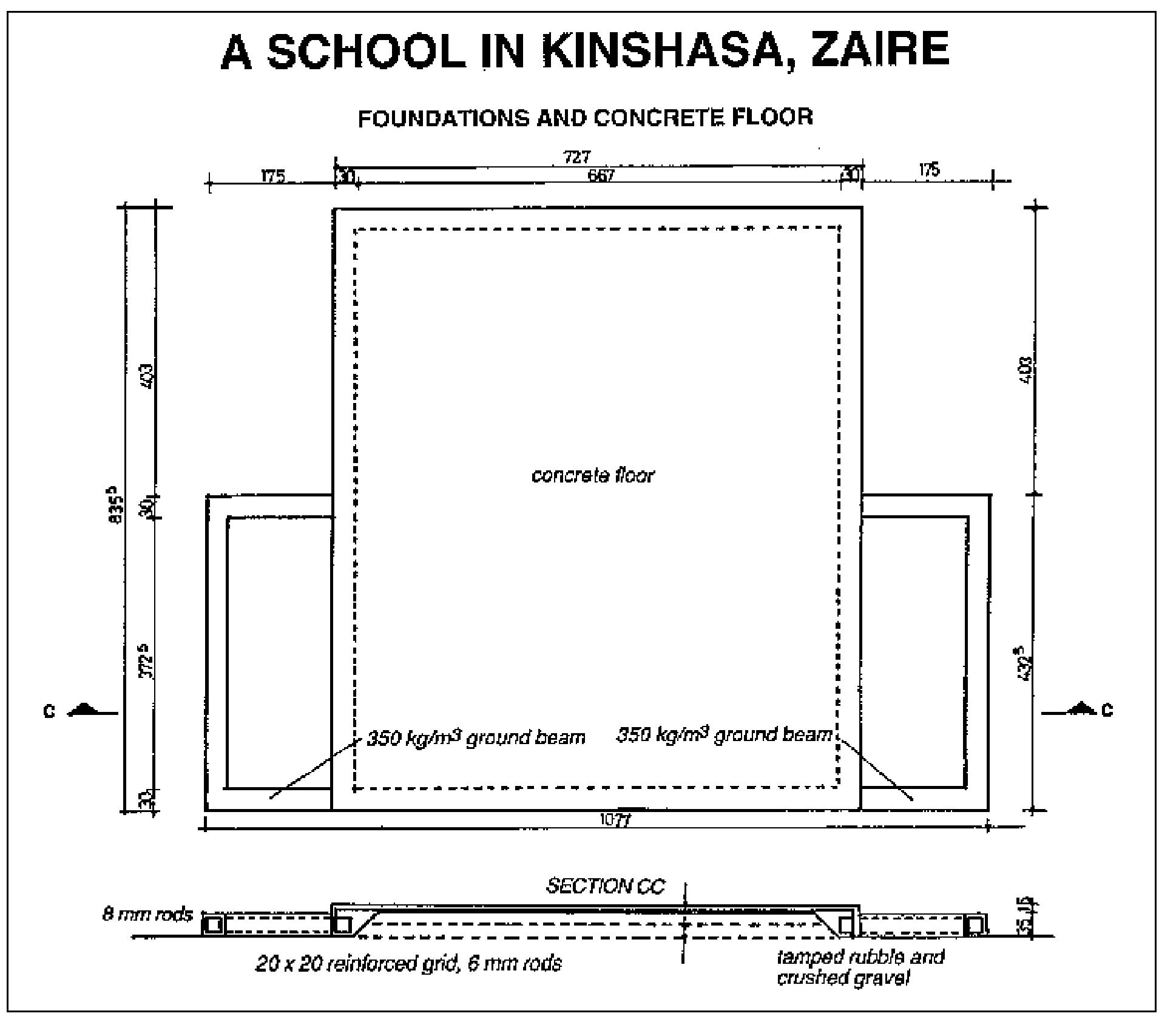 Plan of foundations using compacted infill and reinforced