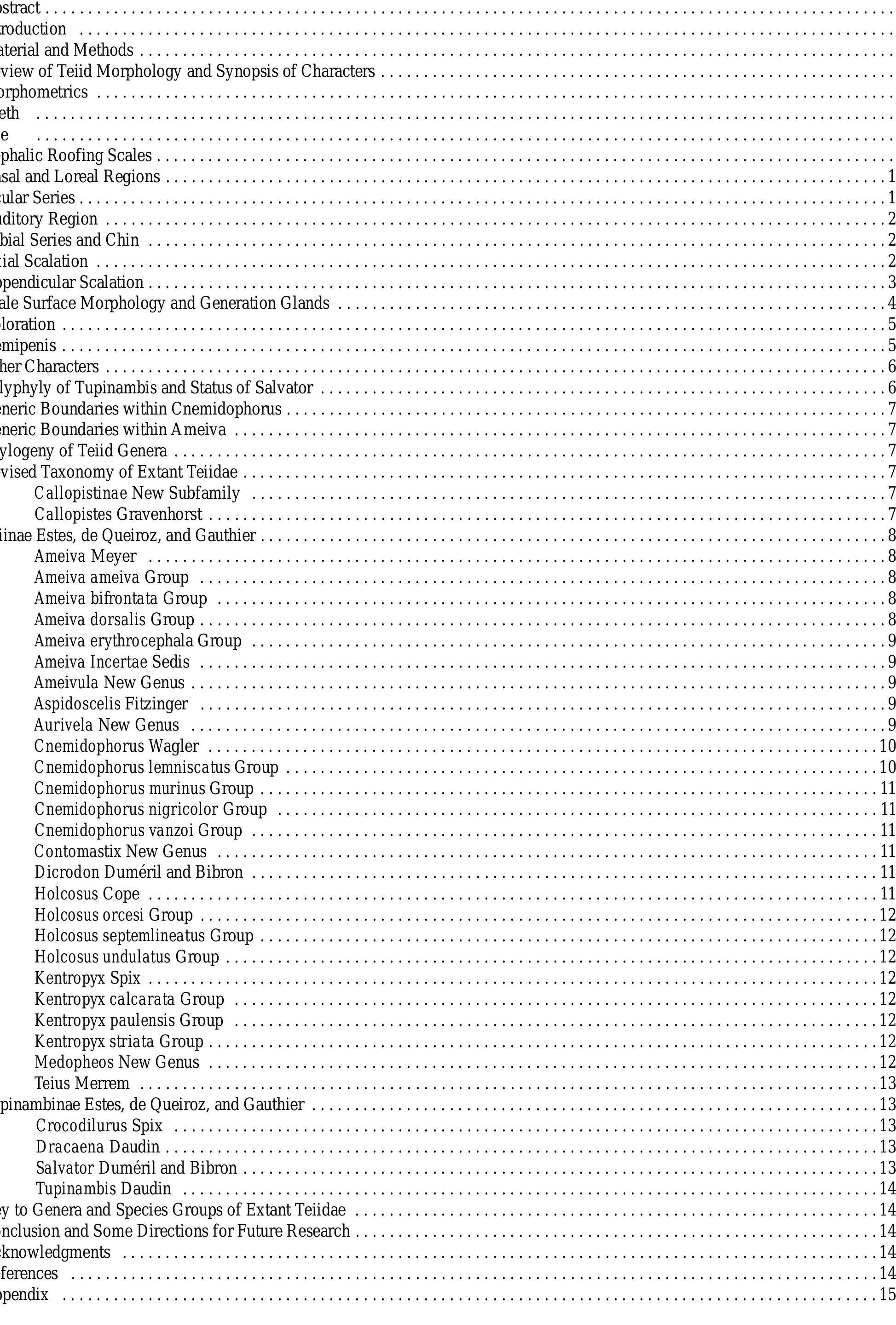 Table 1 - Review of Teiid Morphology with a Revised Taxonomy