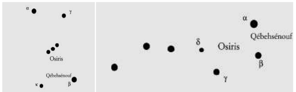 Map of the egyptian skies: left: southern sky, orion.