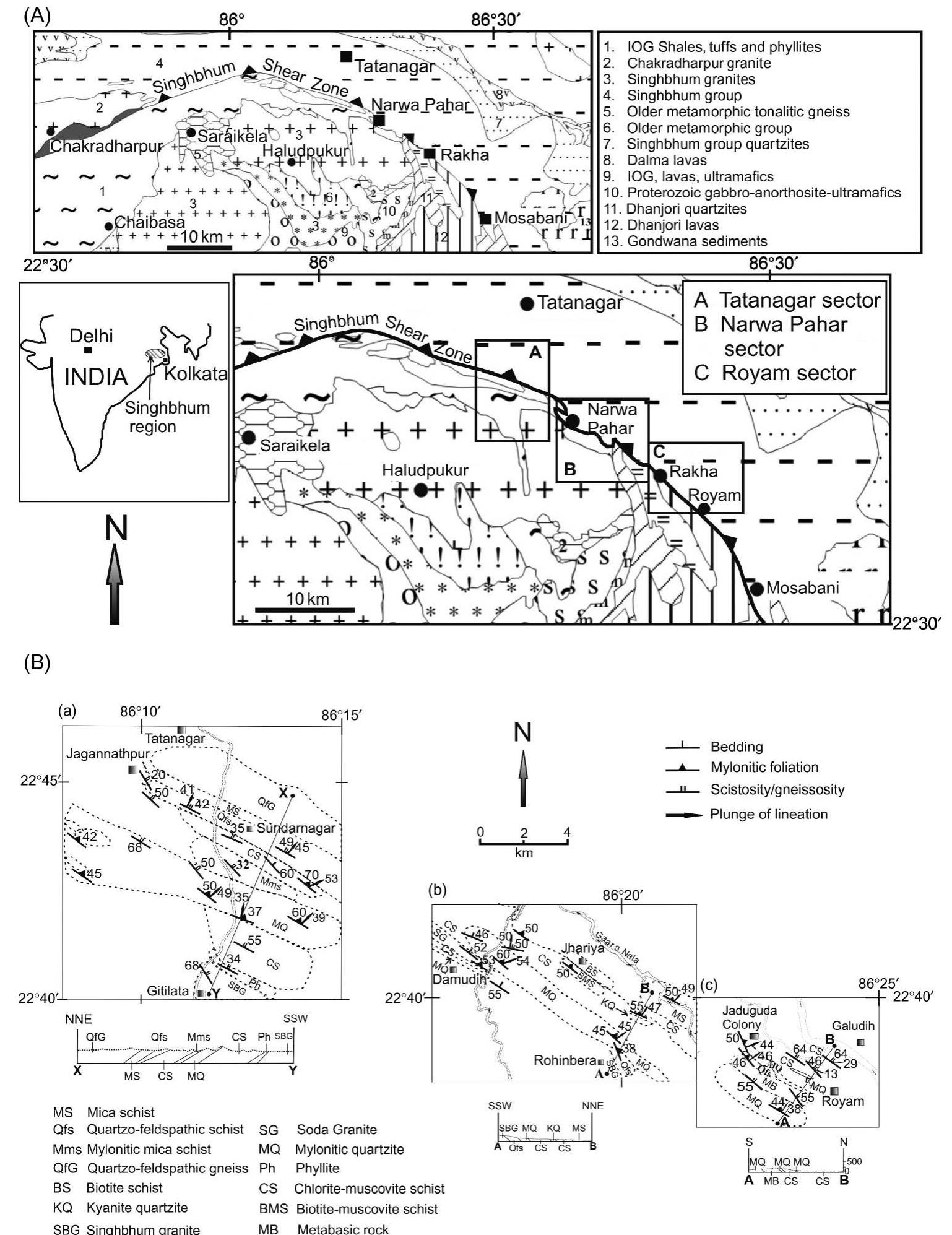 (a) generalized map of the precambrian terrane of singhbhum