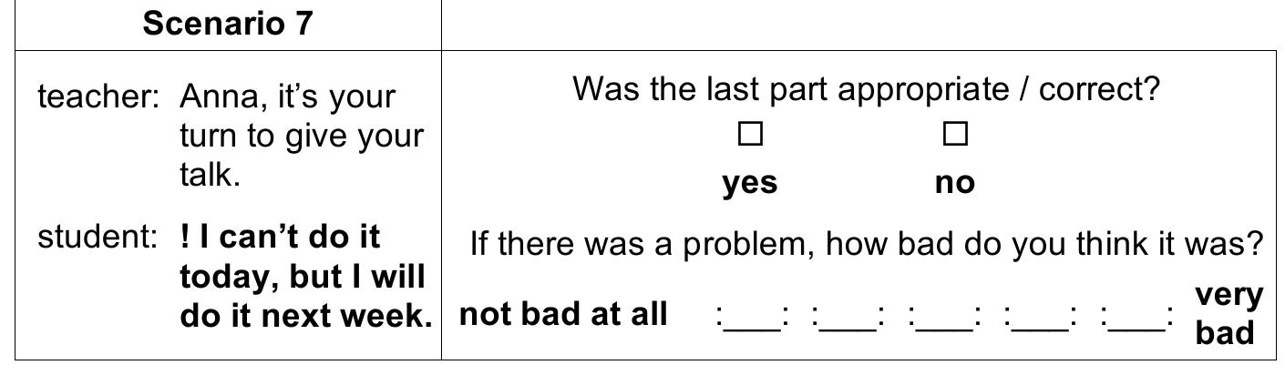 The 20. situations, including apologies, refusals, requests
