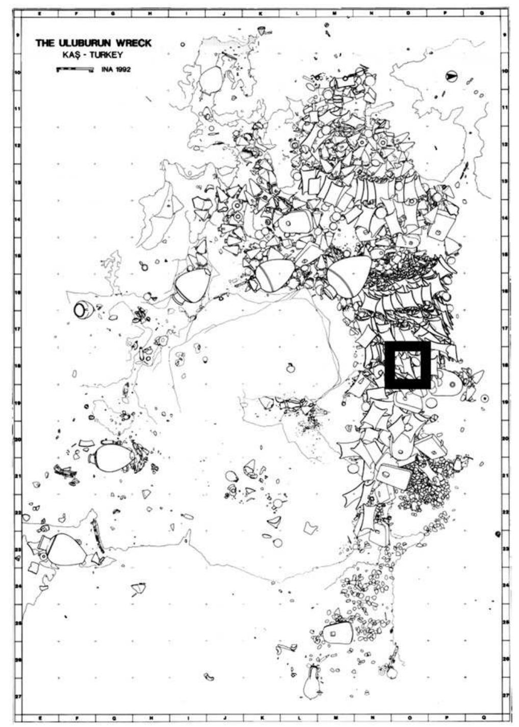Planimetric record of the uluburun shipwreck (courtesy ina