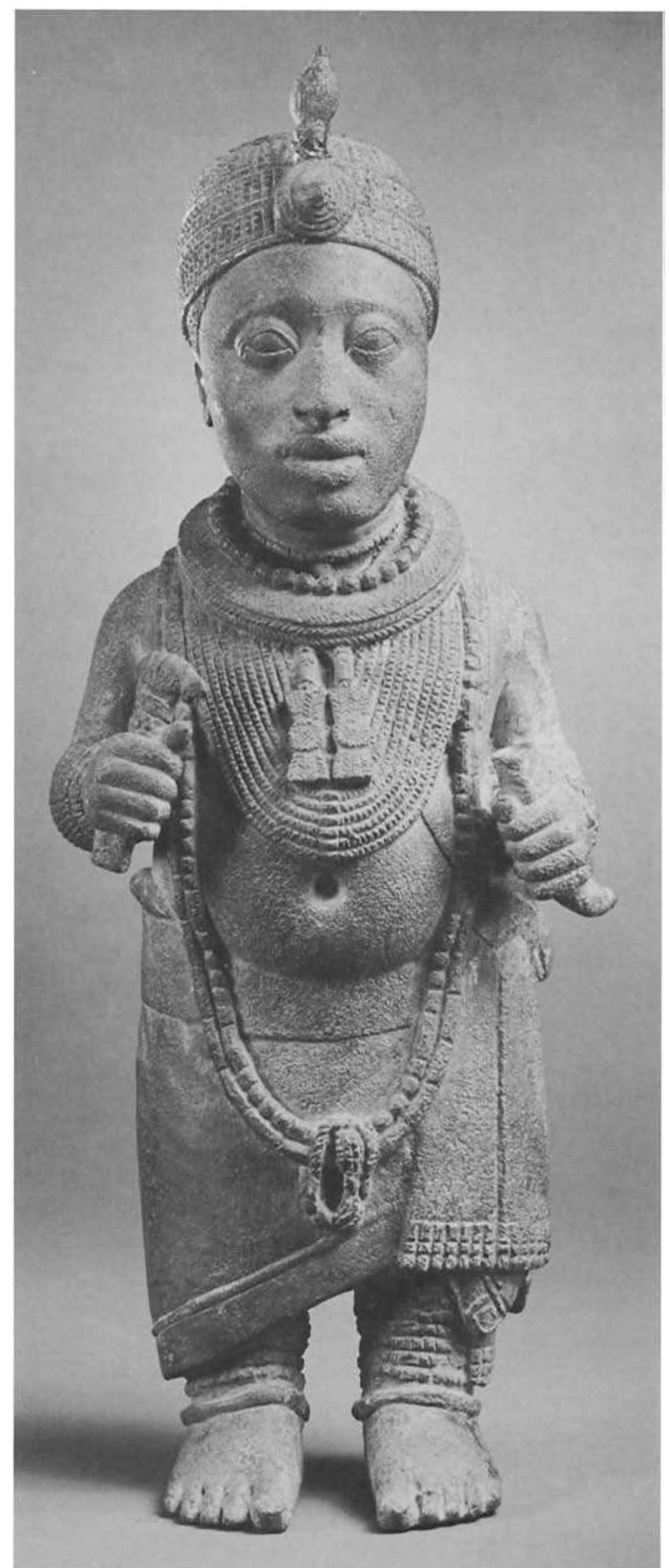 10 ife brass figure of a king, 12th-15th century a.p., h.
