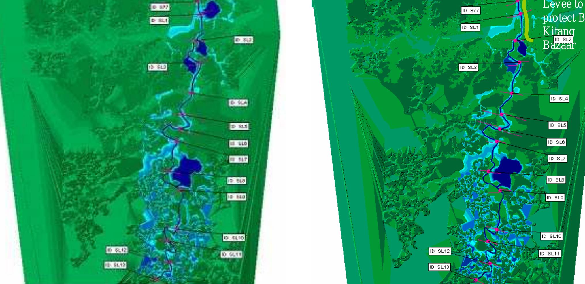 Flood map for 100-y ears flood (with retention ponds) fig. 5