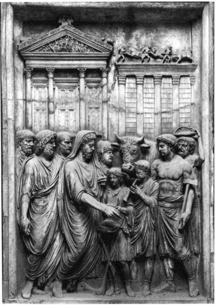 Relief from a lost monument of marcus aurelius. rome, musei