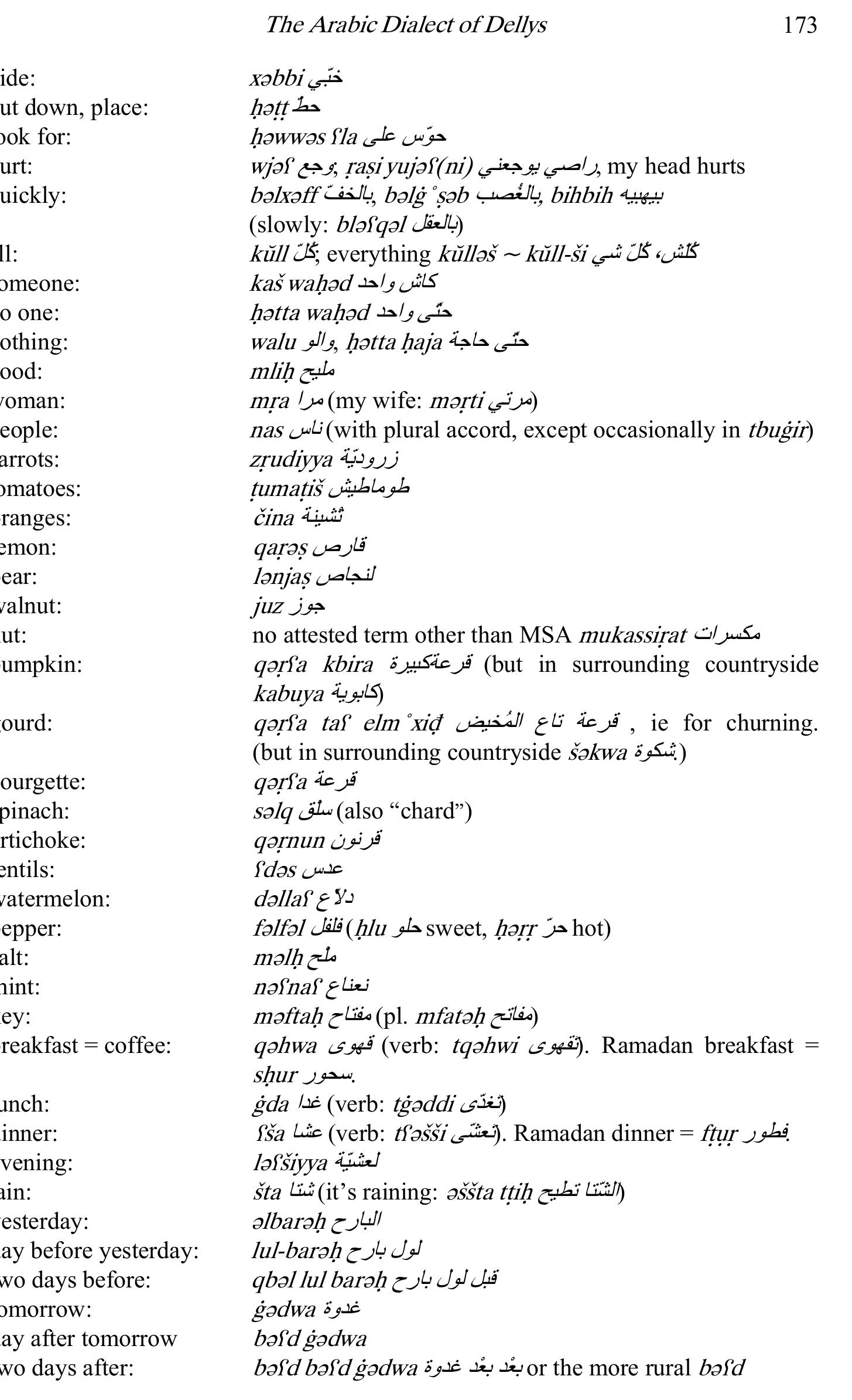 Table 1 - Notes on the Algerian Arabic Dialect of Dellys