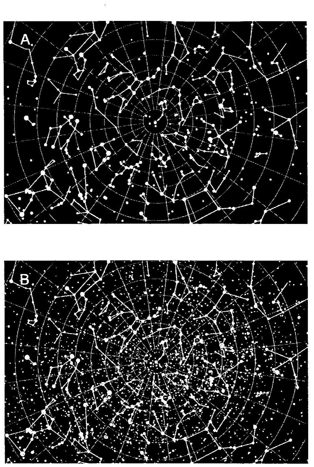 Schematic star chart of the central part of the northern