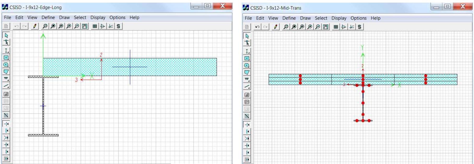 Screenshots of sap2000's section designer for a perimeter