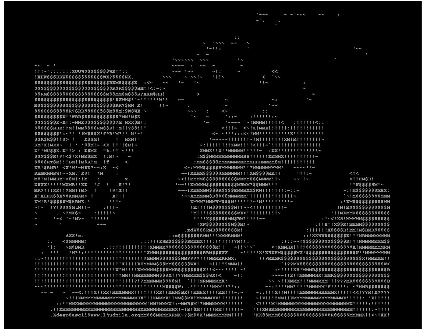Vuk cosié, deep ascii, ascii animation, 1998. programming by