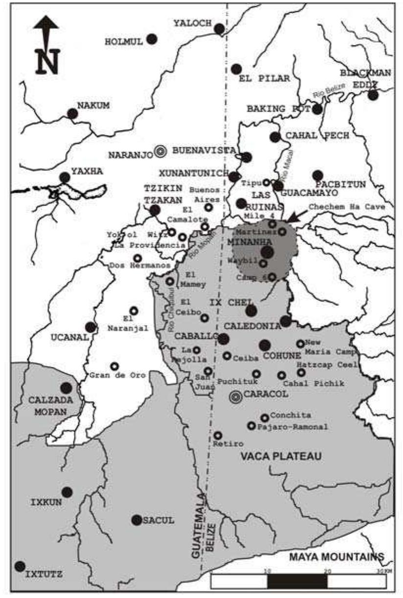 Map of the north vaca plateau, showing the location of