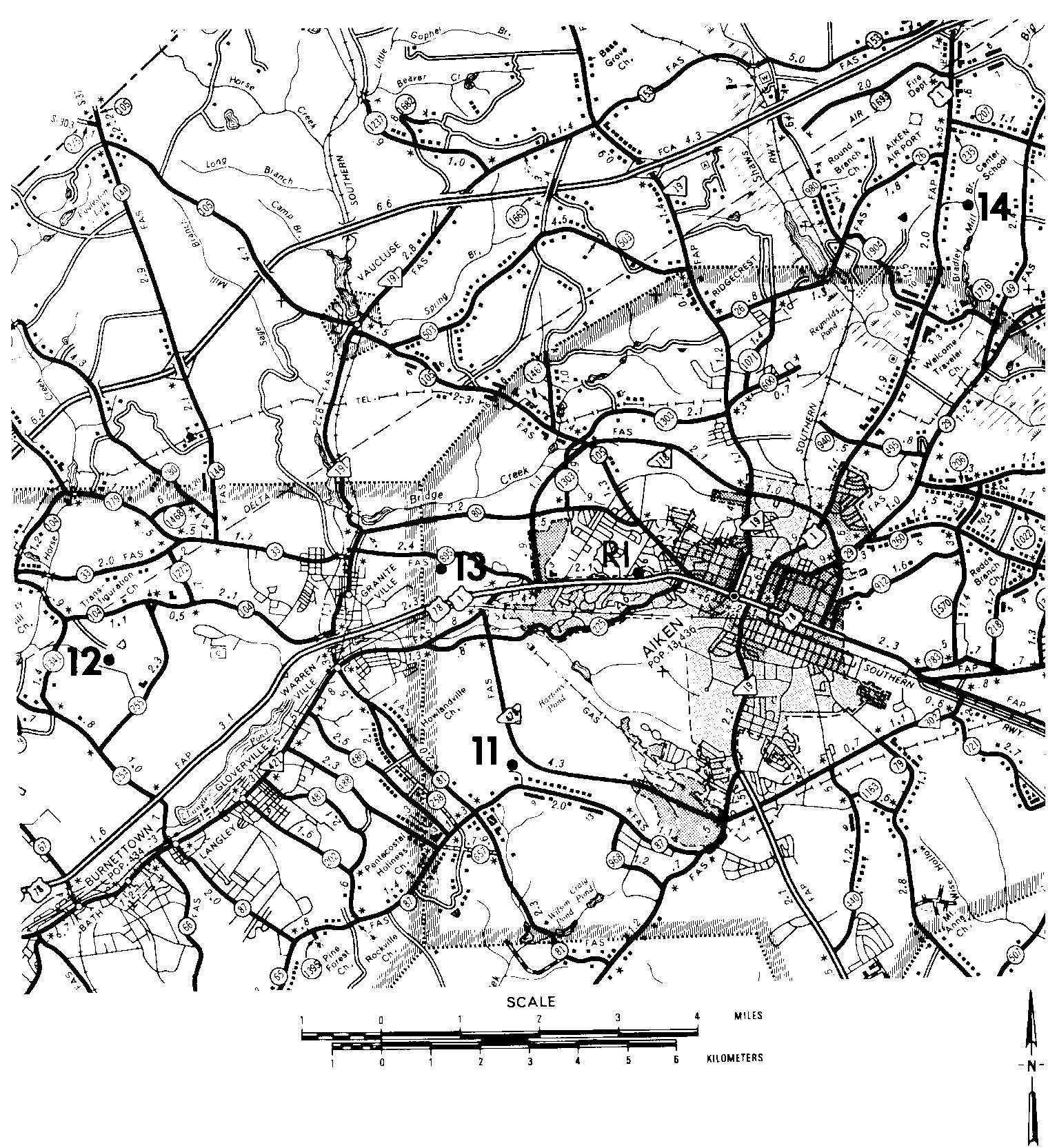 Highway map of a part of aiken county, south carolina,