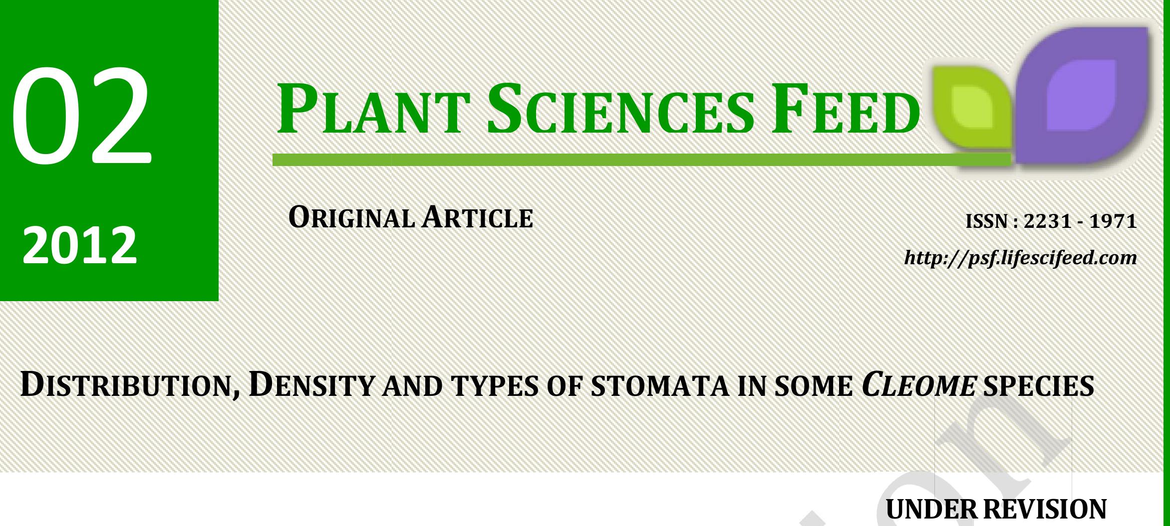 Figure 1 - DISTRIBUTION, DENSITY AND TYPES OF STOMATA IN