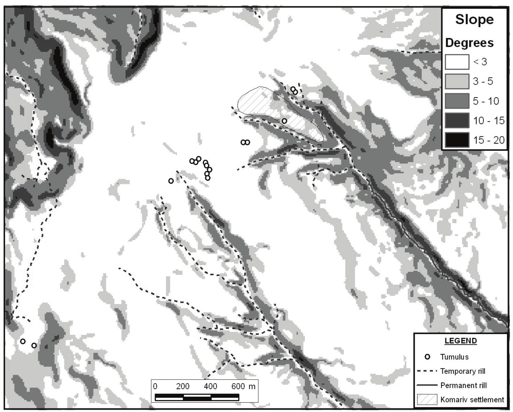 Slope map of the adancata archaeological site area.
