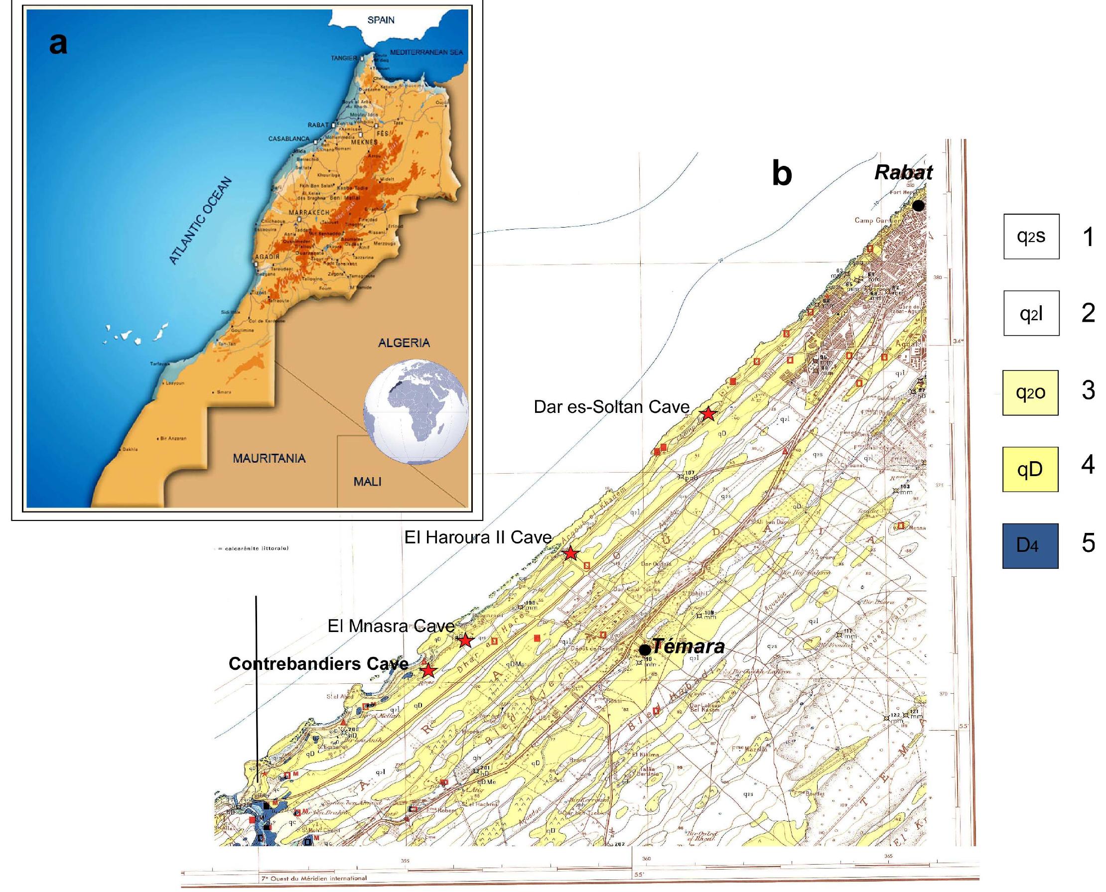 Geographical location of morocco (a) and geological map of