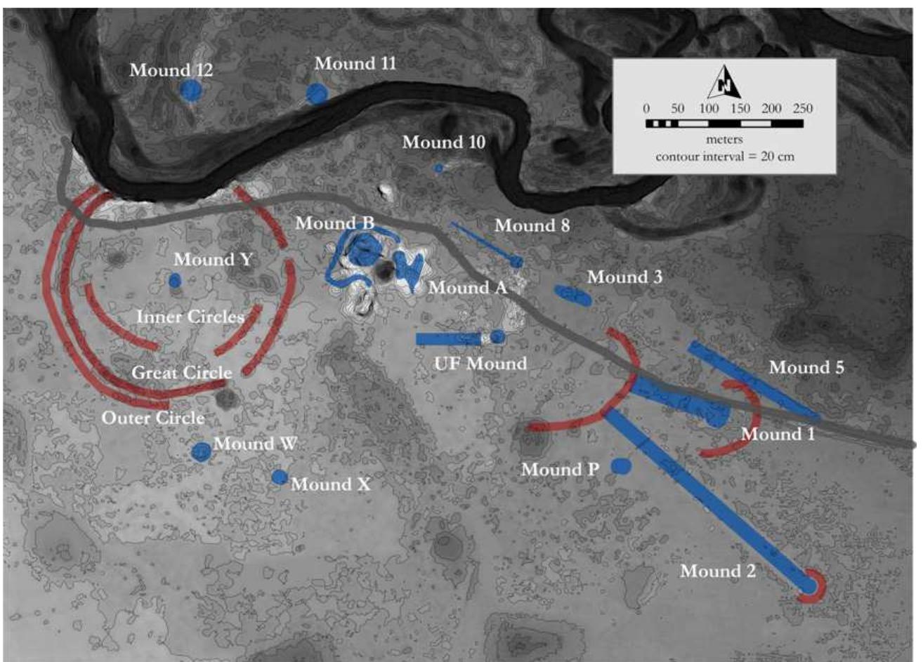 Composite topographic map of fort center based on lidar and