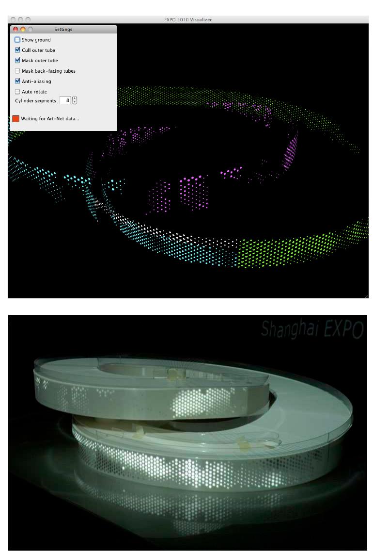 Virtual model (top) and physical model (bottom) the main
