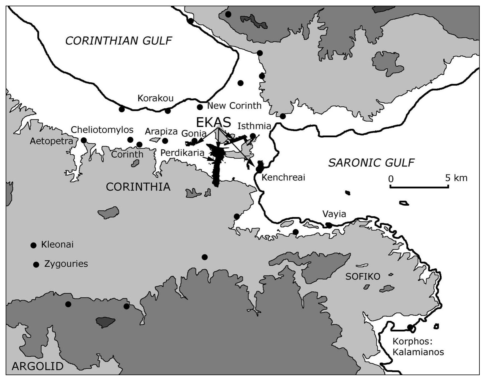 6. map of the corinthia showing the distribution of major