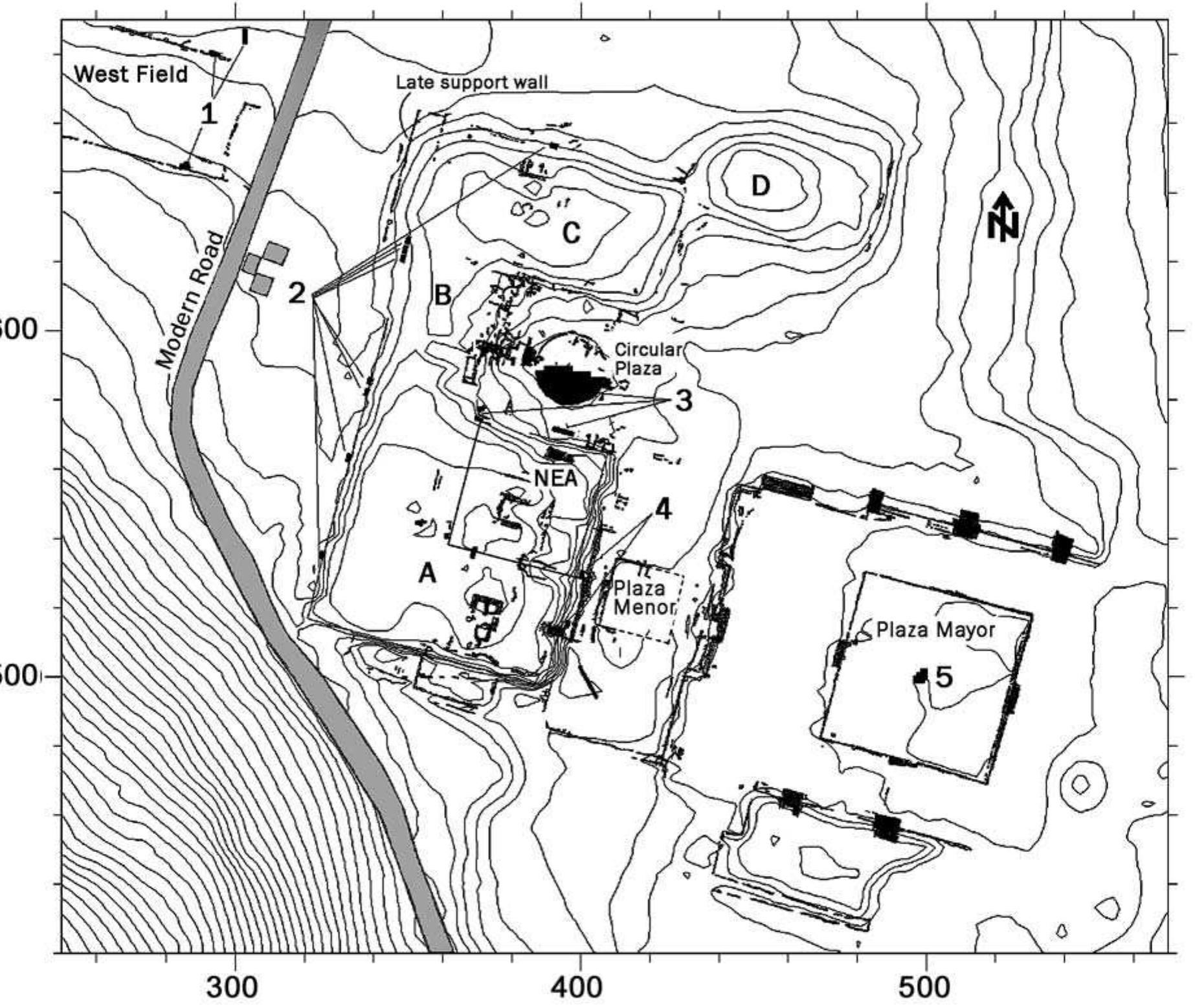 1. map of chavin de hudntar, showing location of