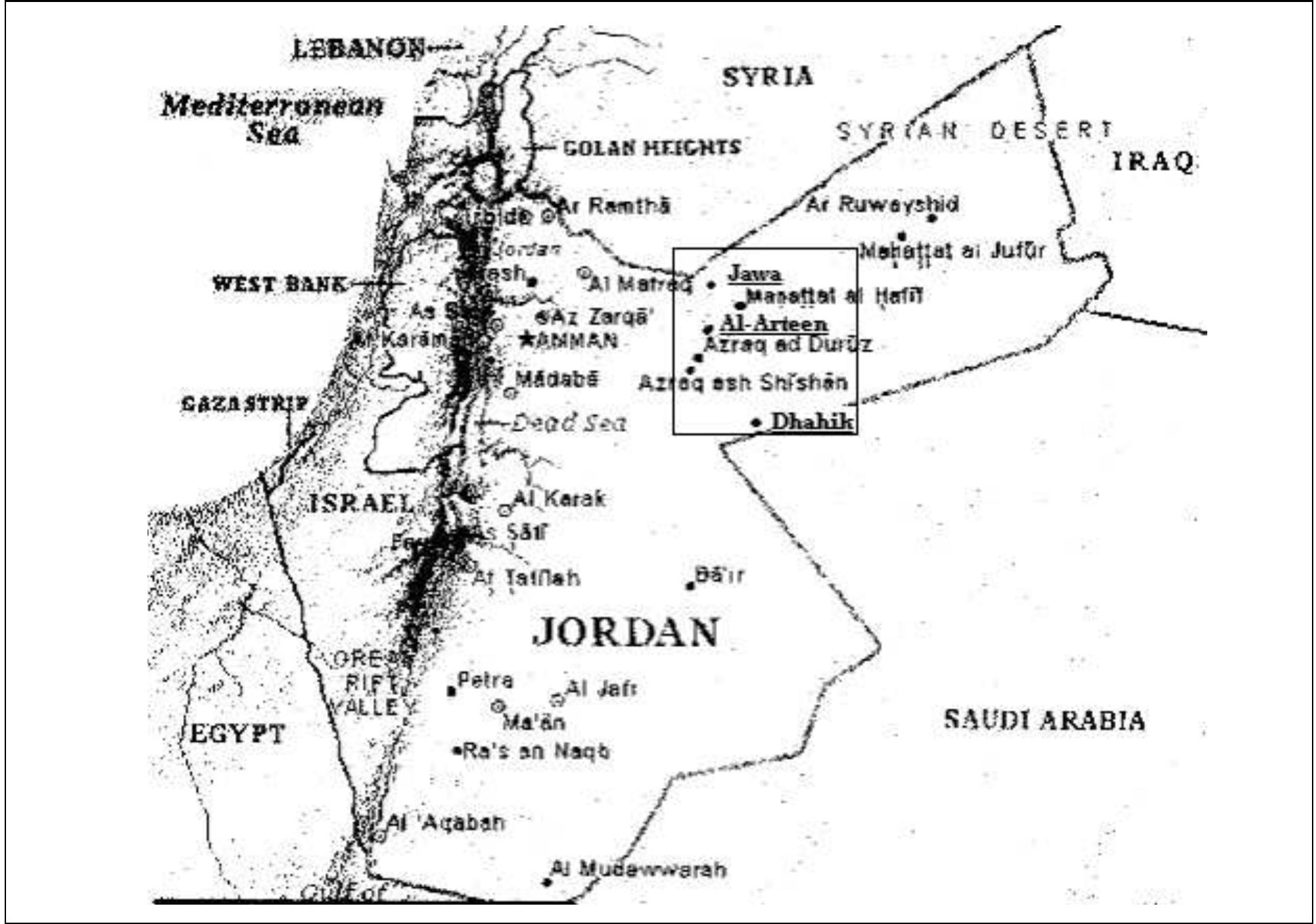 Map of fordan showing study areas. b. kuhn faunal