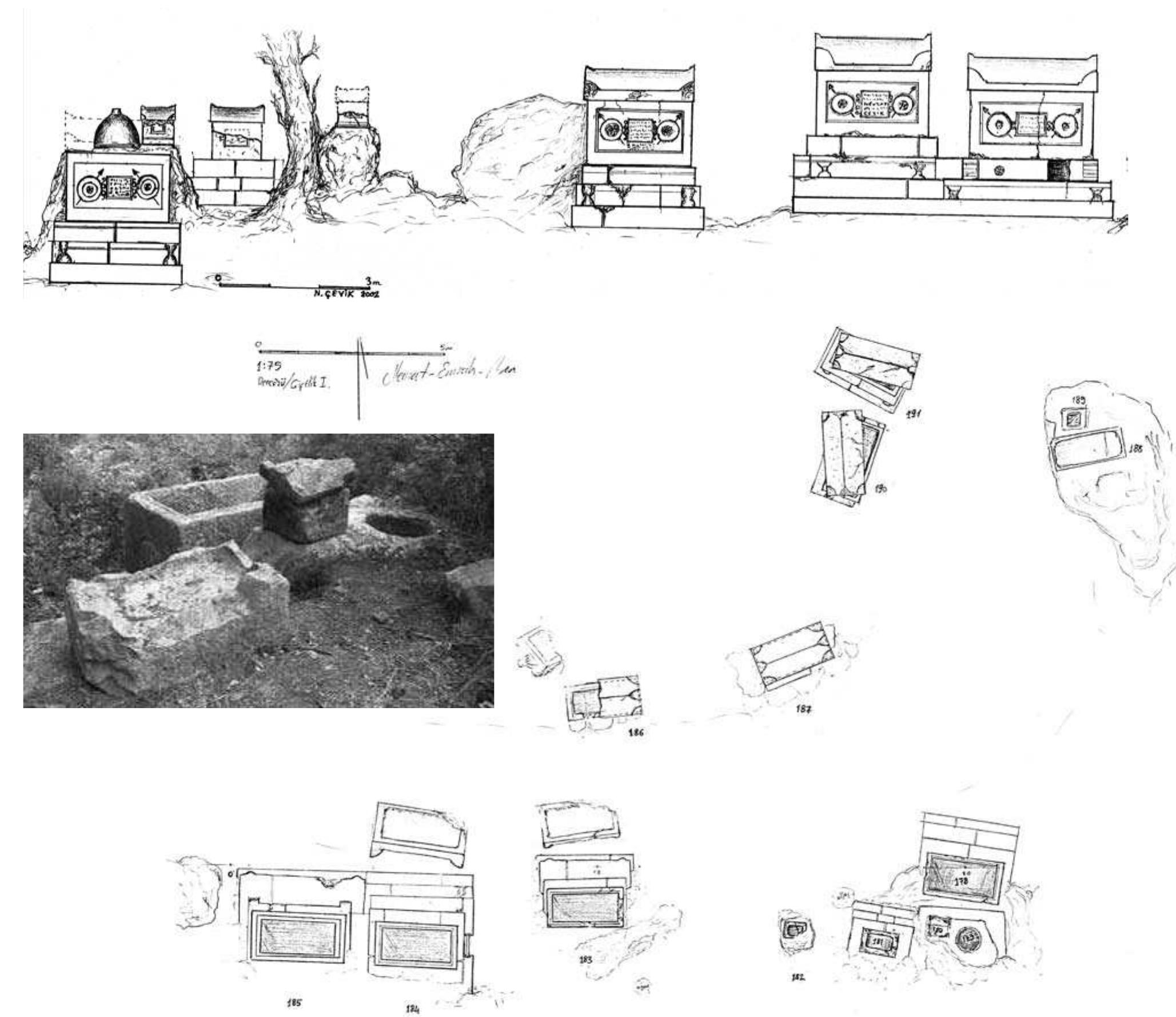 Trebenna. dere6zt necropolis. section, plan and photo of a