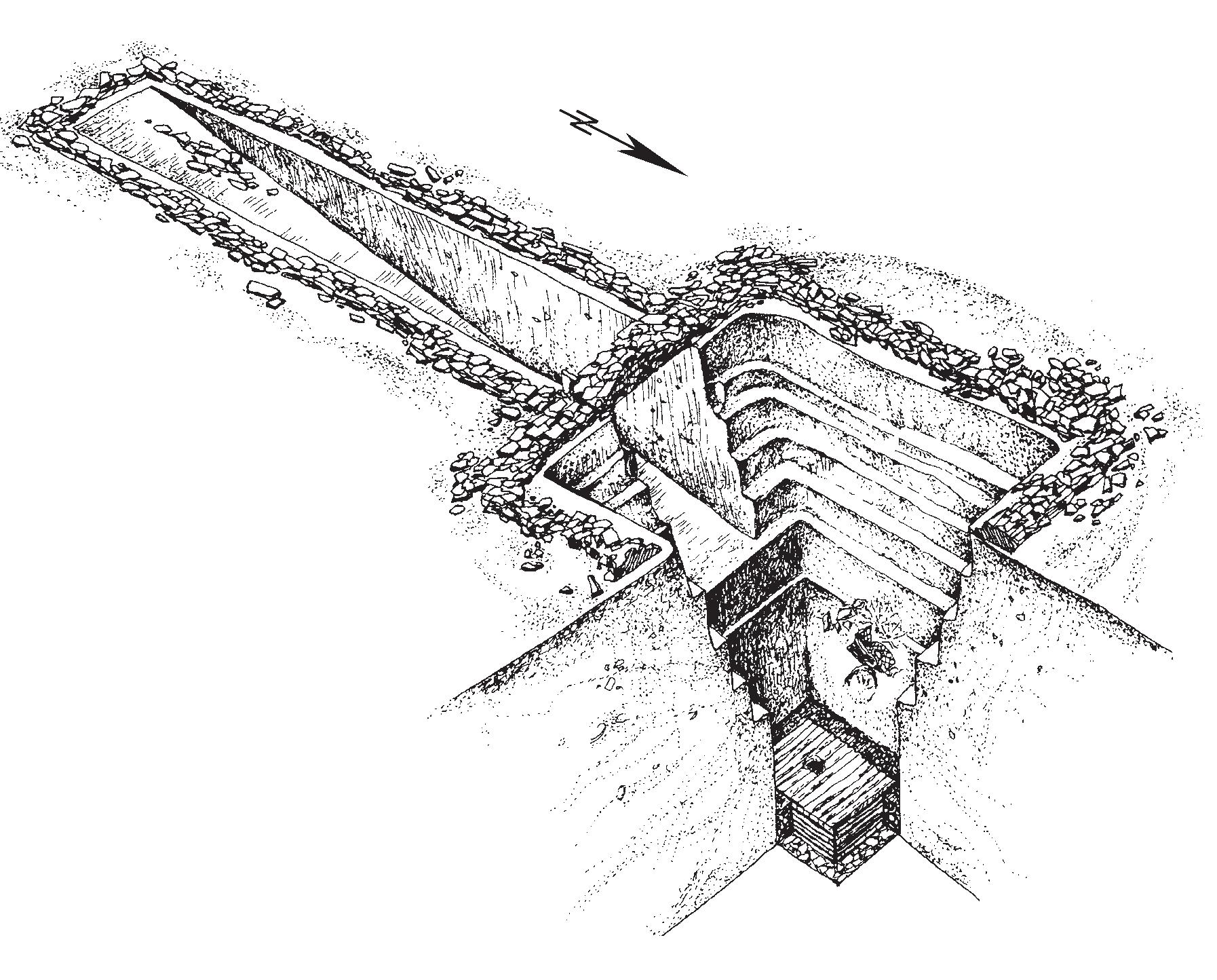 Noyon uul, tomb 20. reconstruction of the burial with dromos