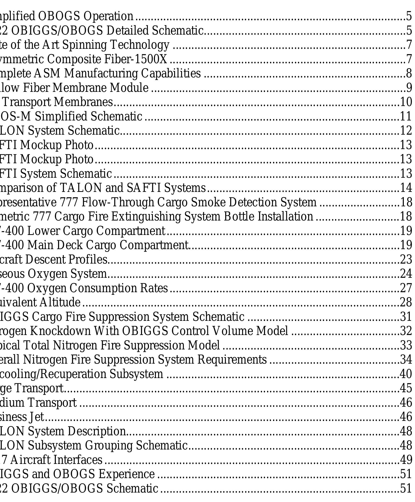 Table 2 - Onboard Inert Gas Generation System/Onboard Oxygen