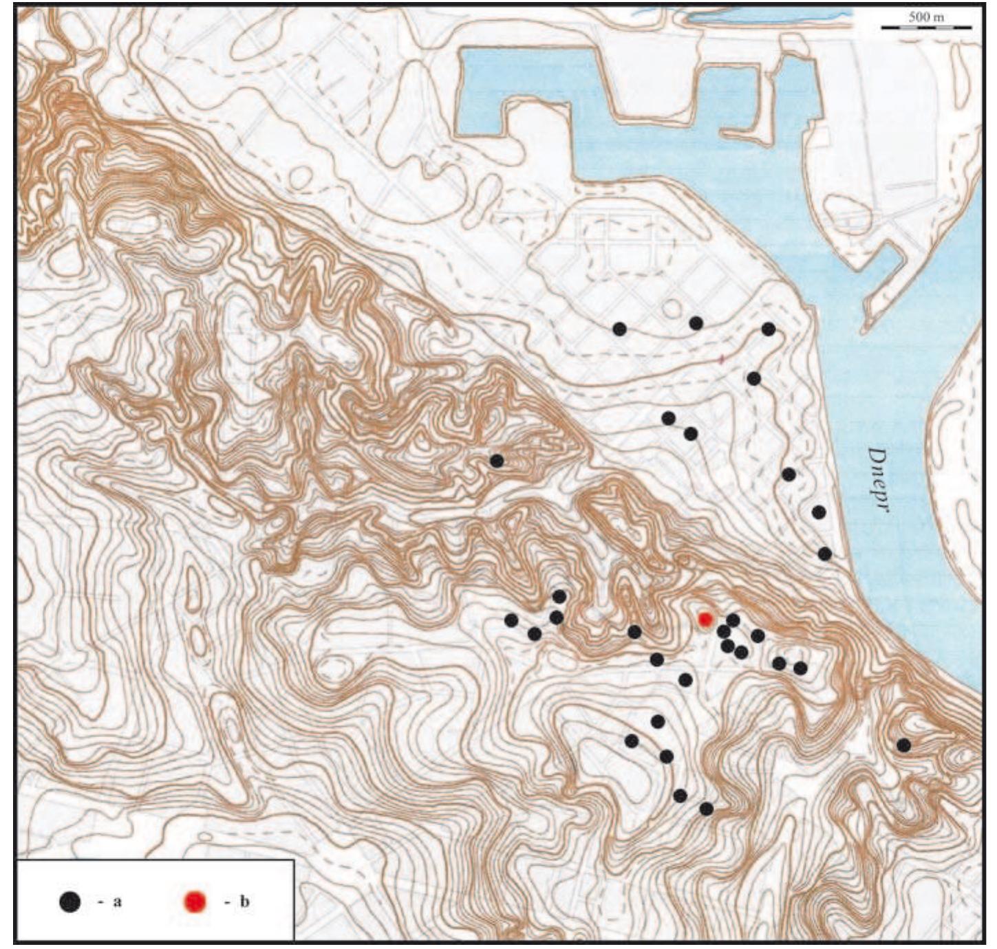 Kiev, ukraine. modern geodetic map of the city (showing