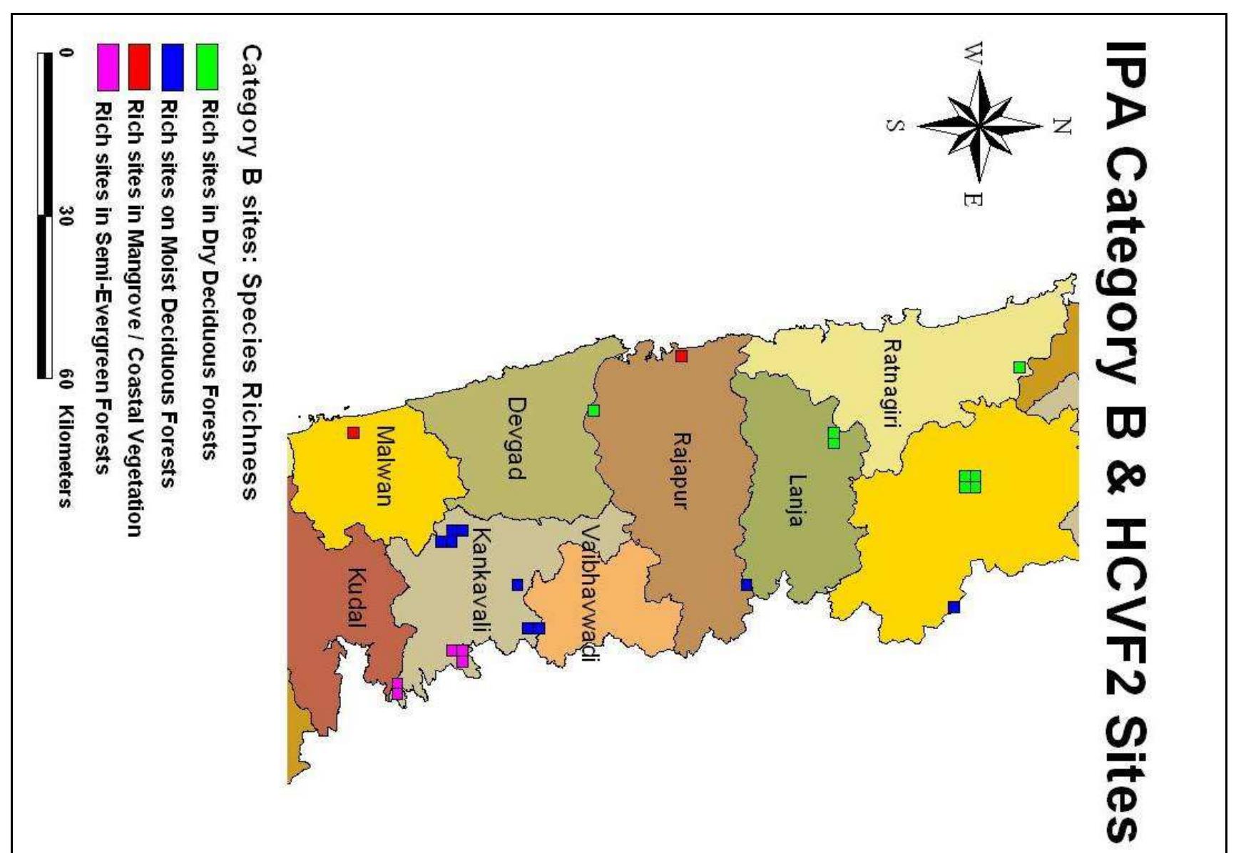Map of ipa b & hcve2 sites in the study area (result 2)
