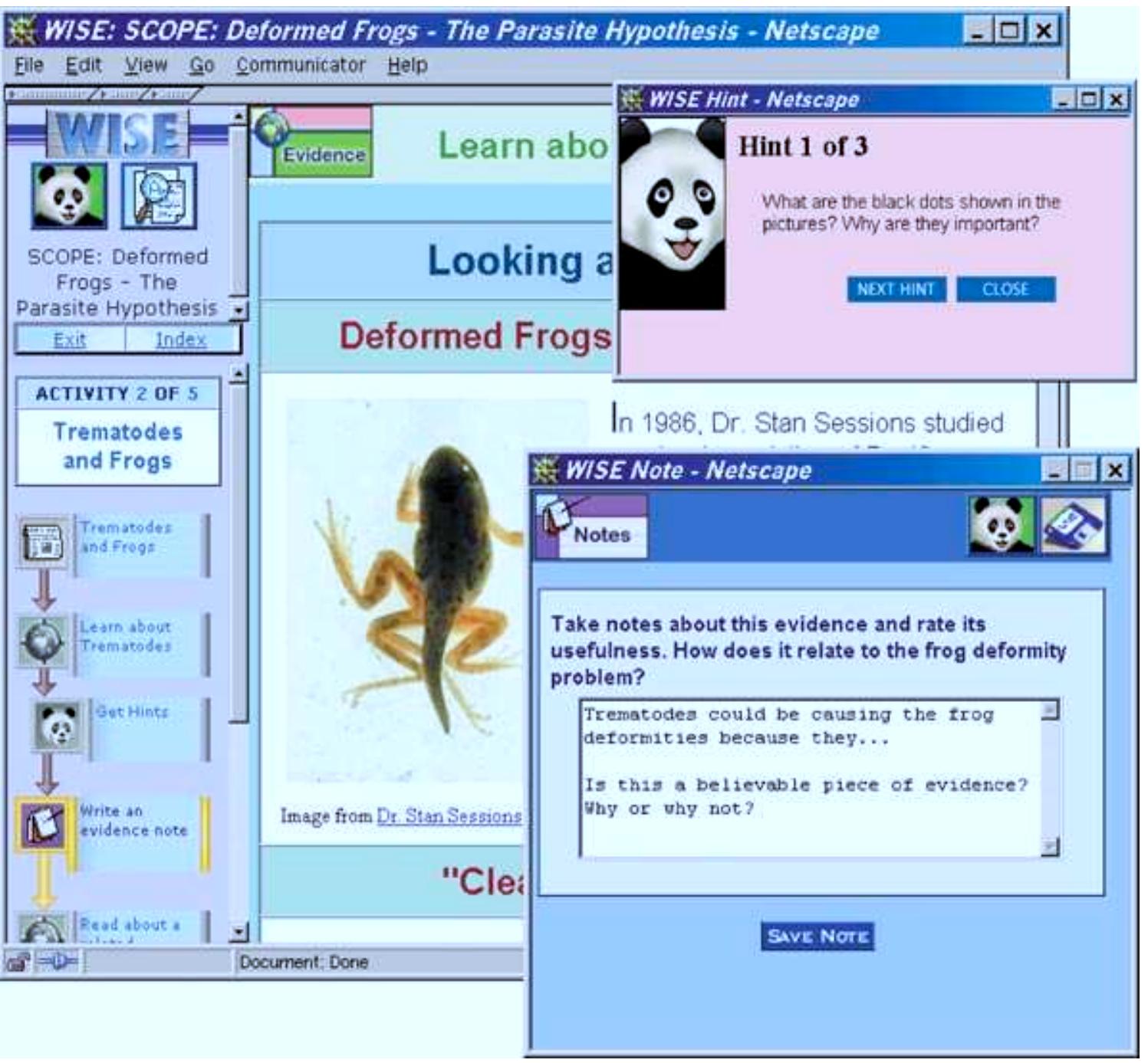 The wise environment, showing the inquiry map for the