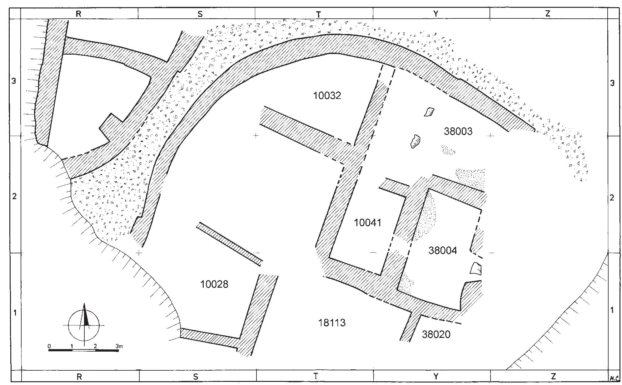 Schematic plan of eb ib structural remains at tel beth