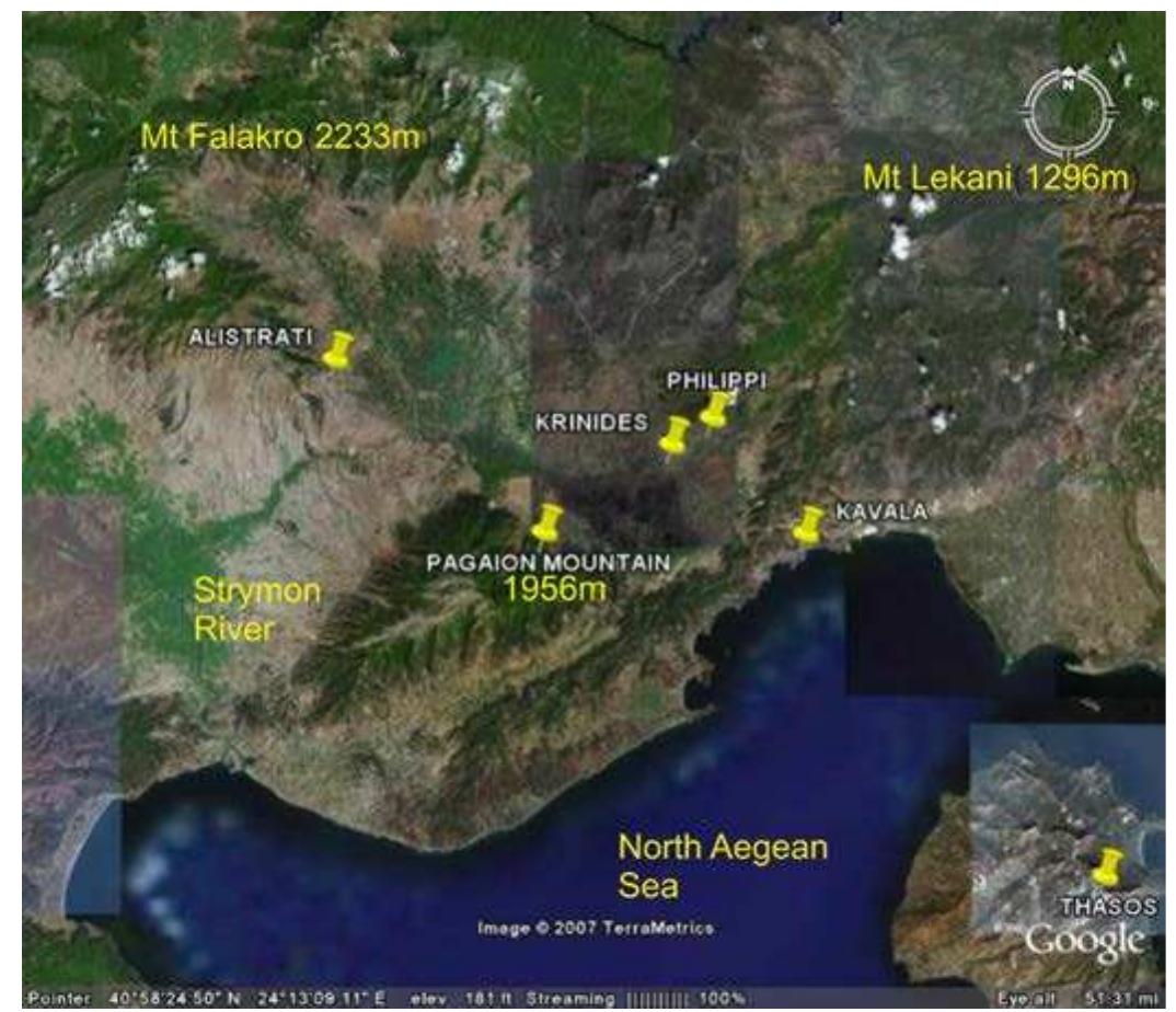 - the location of philippi, using google earth map. the