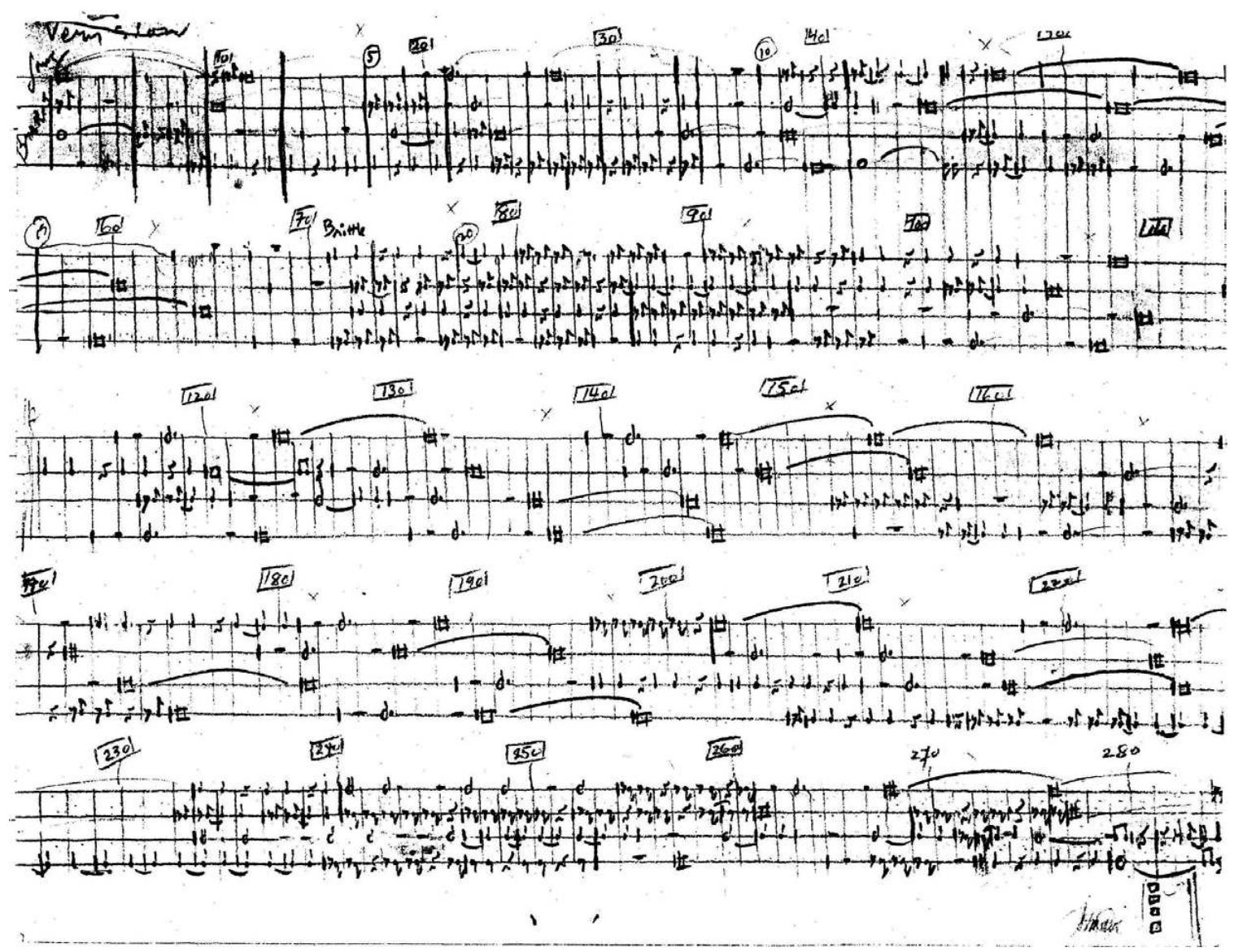 Example 2b. john cage, manuscript for quartet for