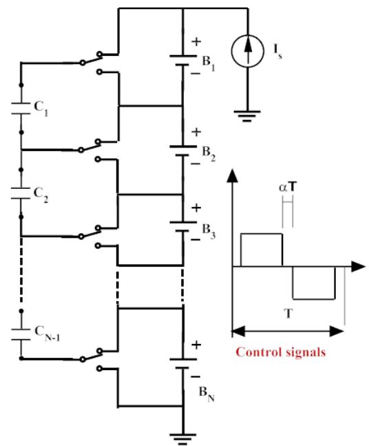 Switched capacitor balancing topology. the switched Switched capacitor balancing topology. the switched
