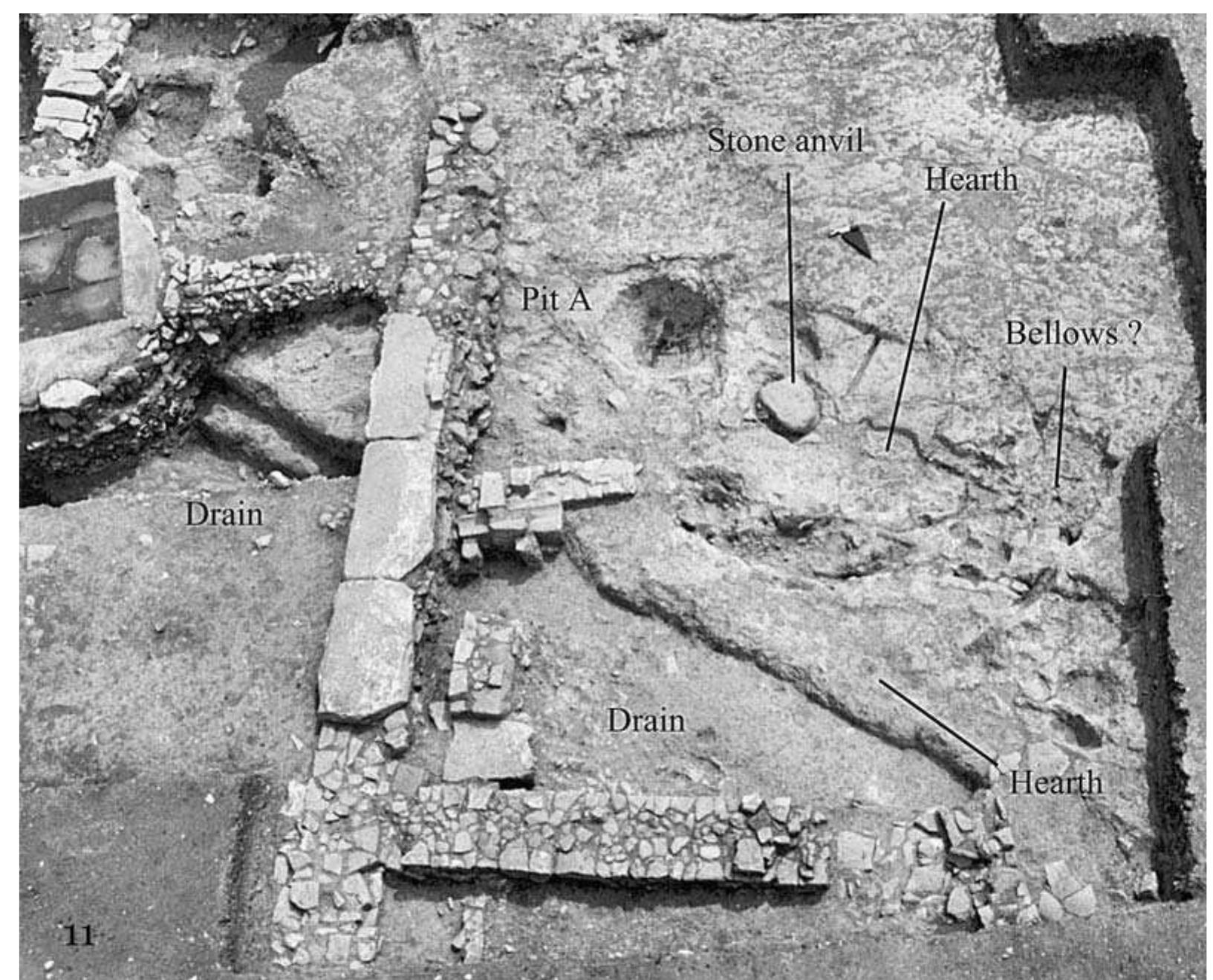 Reconstruction of the blacksmith forge. illustration by h.