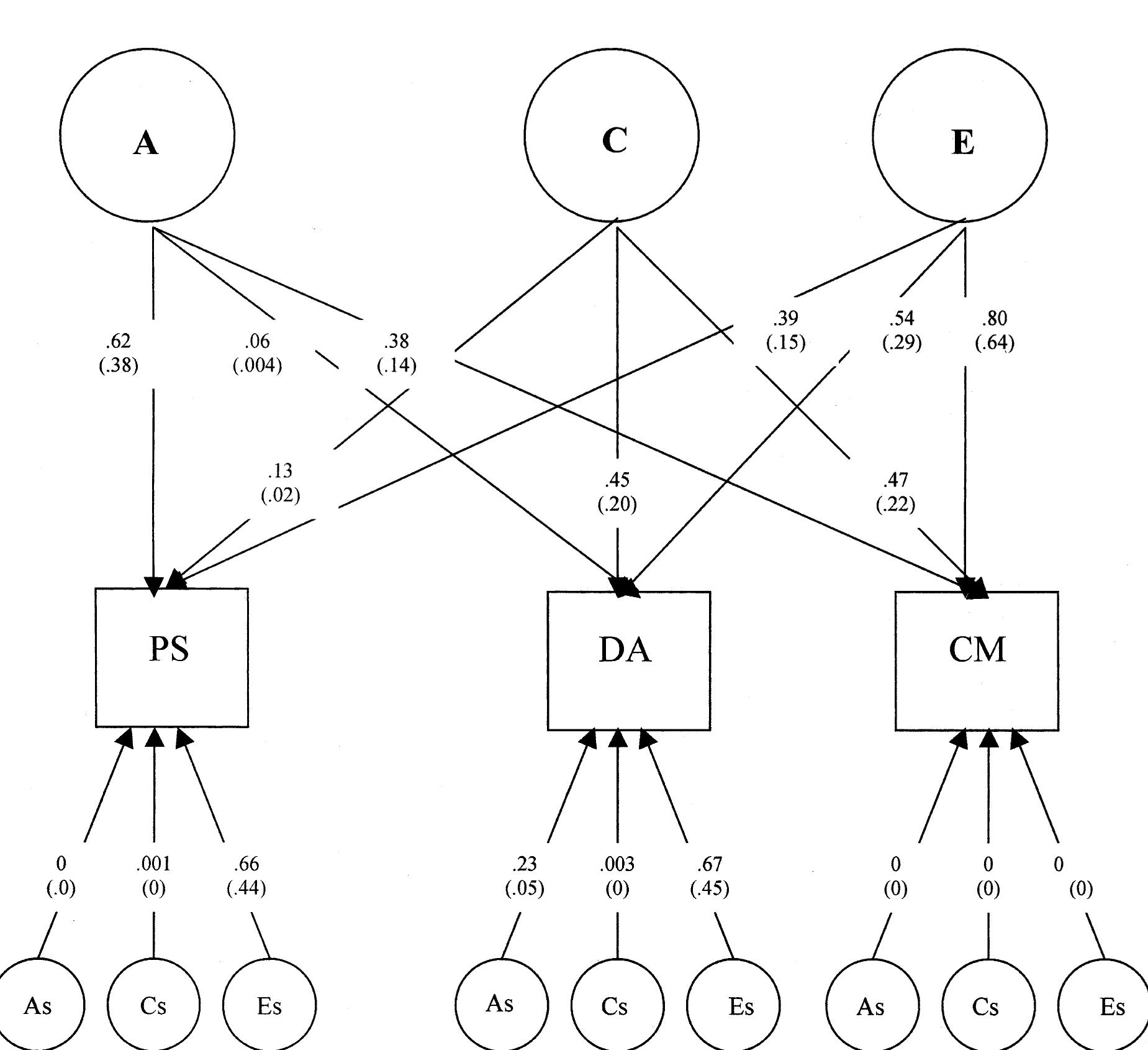 Path diagram of a common pathway model. ps:personal