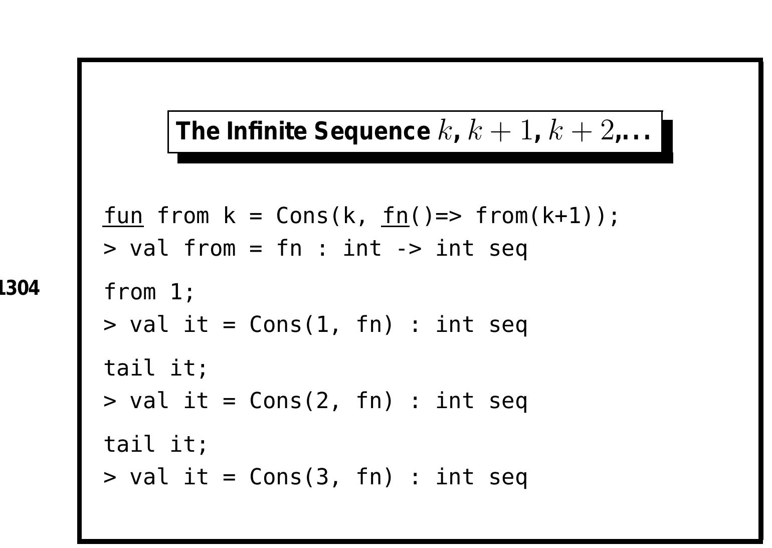 Function from constructs the infinite sequence of integers