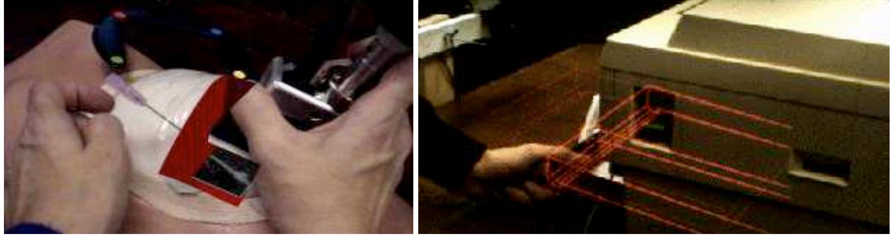 Single user augmented reality interfaces have been developed