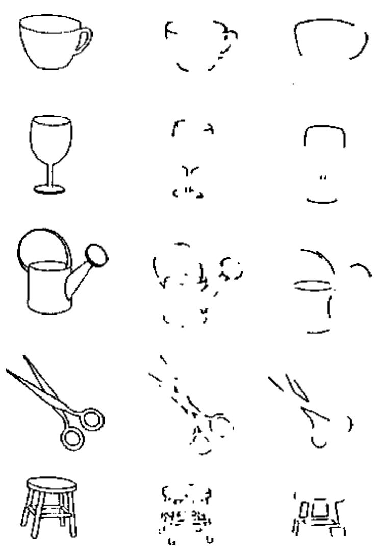 Example of five stimulus objects in the experiment on the