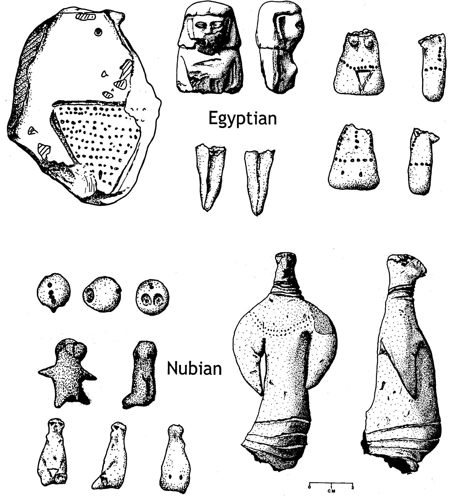 12 egyptian and nubian style figurines from askut. nubian