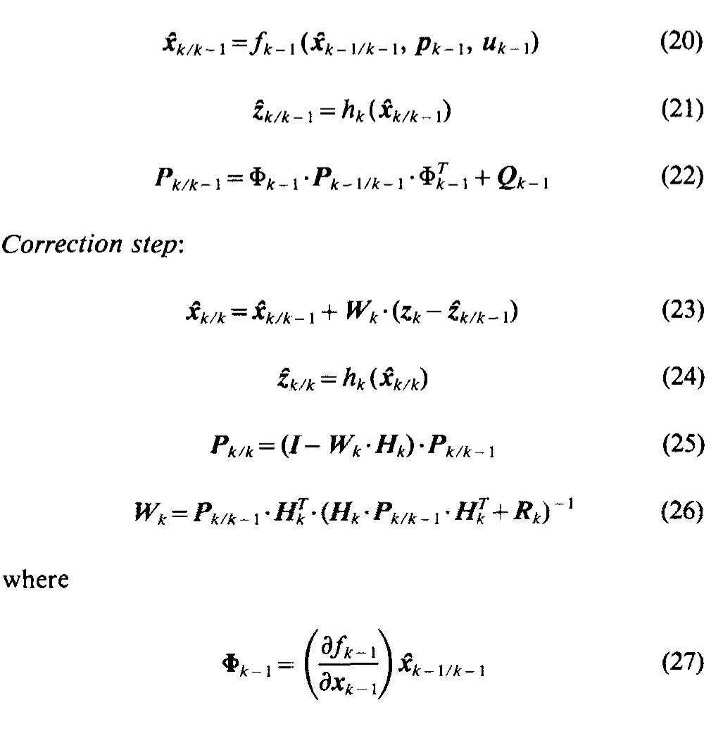 Then the extended kalman filter formulation (wells, 1971) is