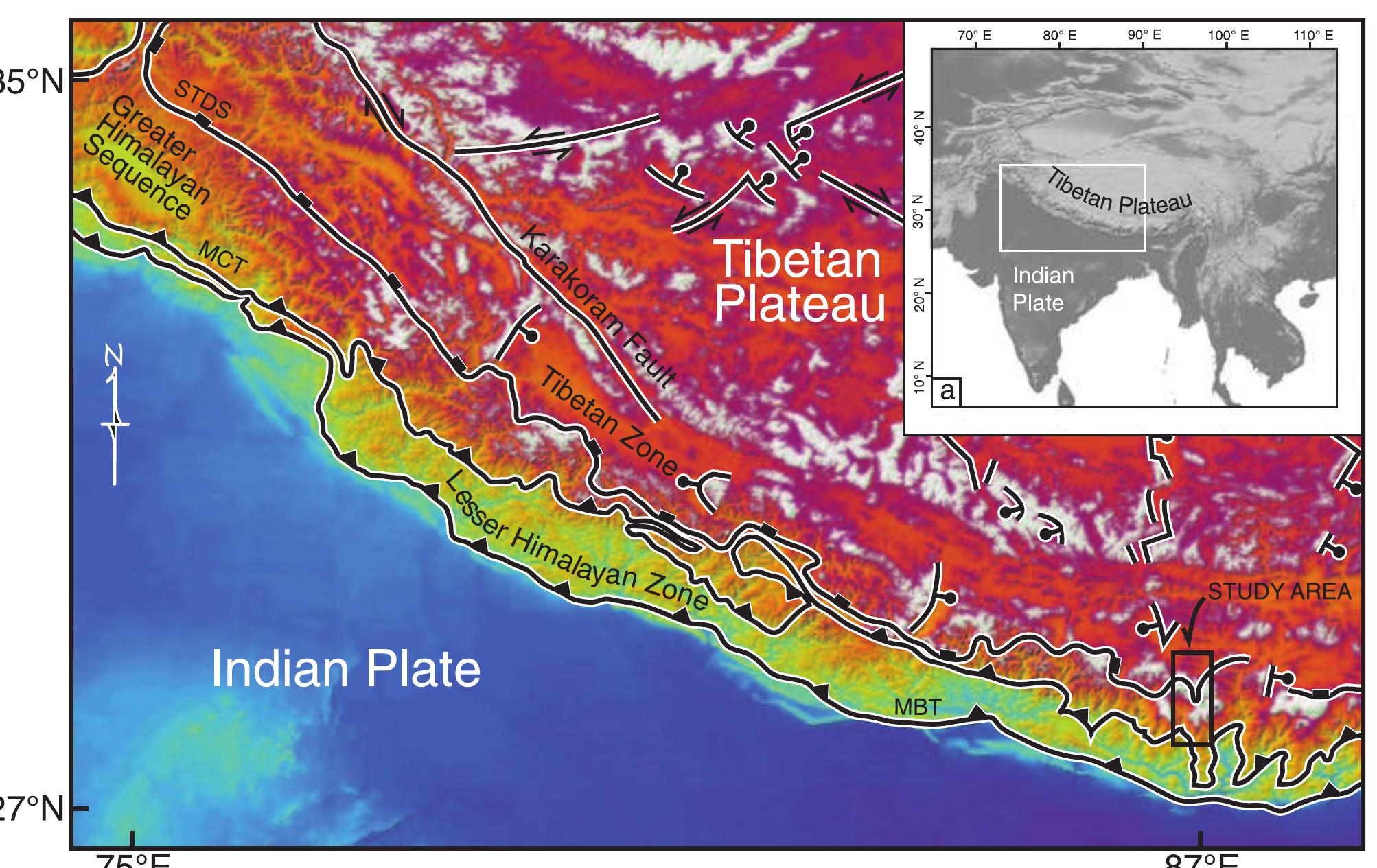 Digital elevation map (usgs gtopo30) of the himalayas