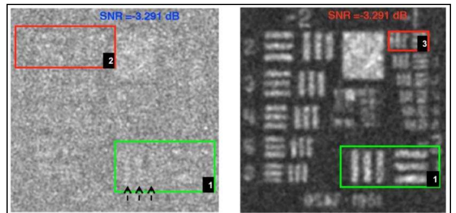 Simulated images of a usaf test pattern with the baseline
