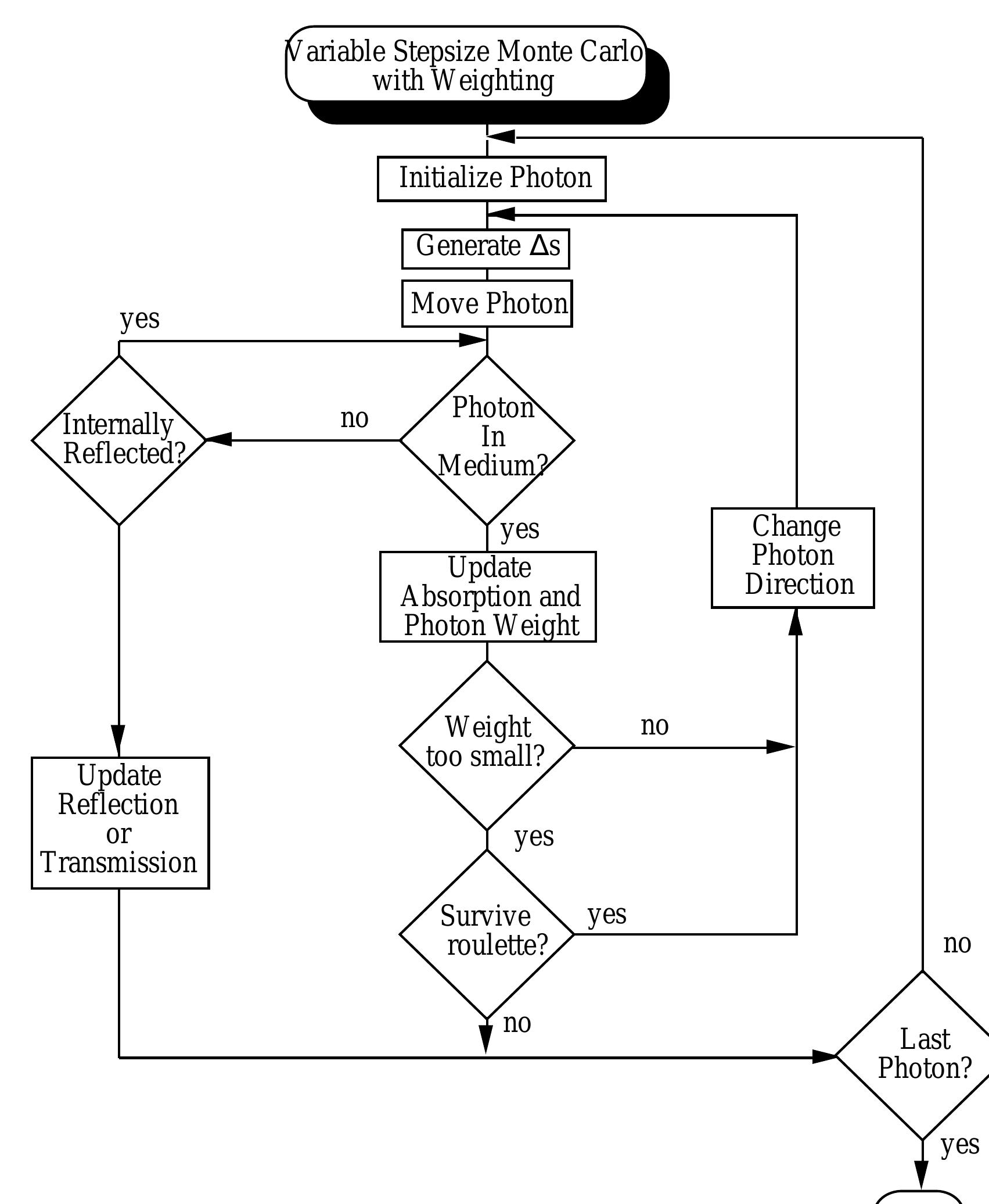Figure 1 - A Monte Carlo model of light propagation in