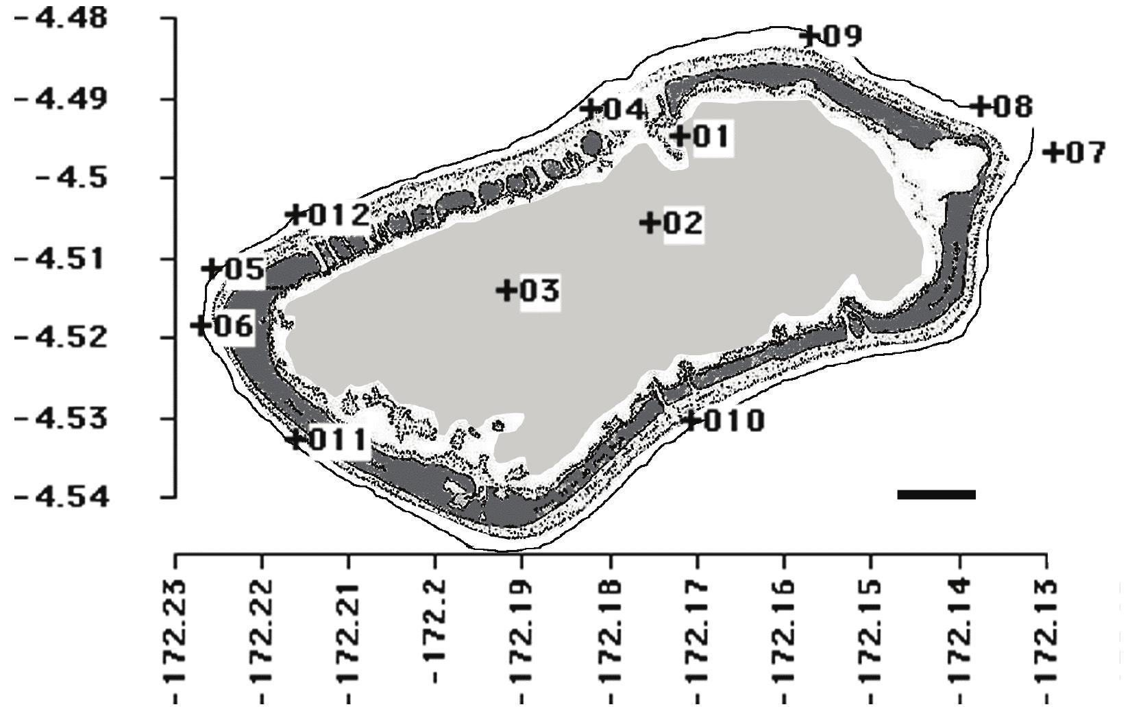 Orona atoll (hull) in the phoenix islands. the map shows